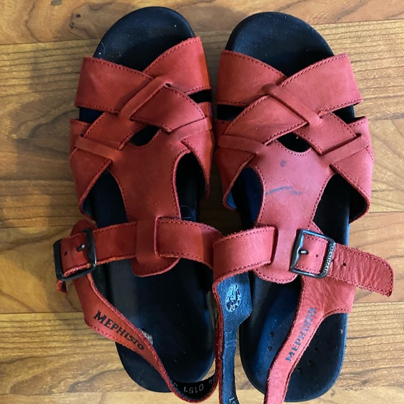 Mephisto | Shoes | Red Suede Mephisto Sandals Size 65 Or 37 | Poshmark